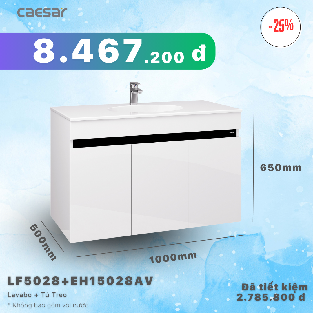 Khuyến mãi ưu đãi - Lavabo + Tủ treo - LF5028 + EH15028AV – Caesar Eshop