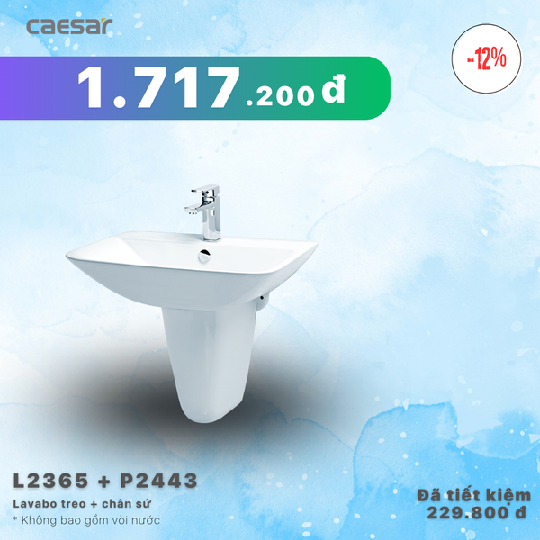 Khuyến mãi ưu đãi Lavabo Treo Tường kết hợp chân treo - L2365 - P2443 – Caesar Eshop