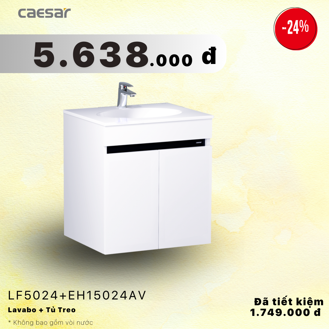 Khuyến mãi ưu đãi - Lavabo + Tủ treo - LF5024 + EH15024AV – Caesar Eshop