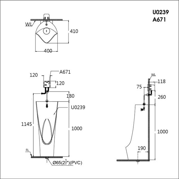Bệ Tiểu Nam (Dạng Đứng) - U0296 – Caesar Eshop