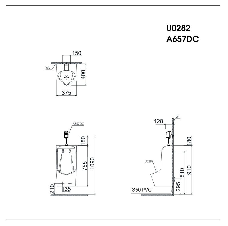 Bệ Tiểu Nam Treo Tường - U0282 – Caesar Eshop