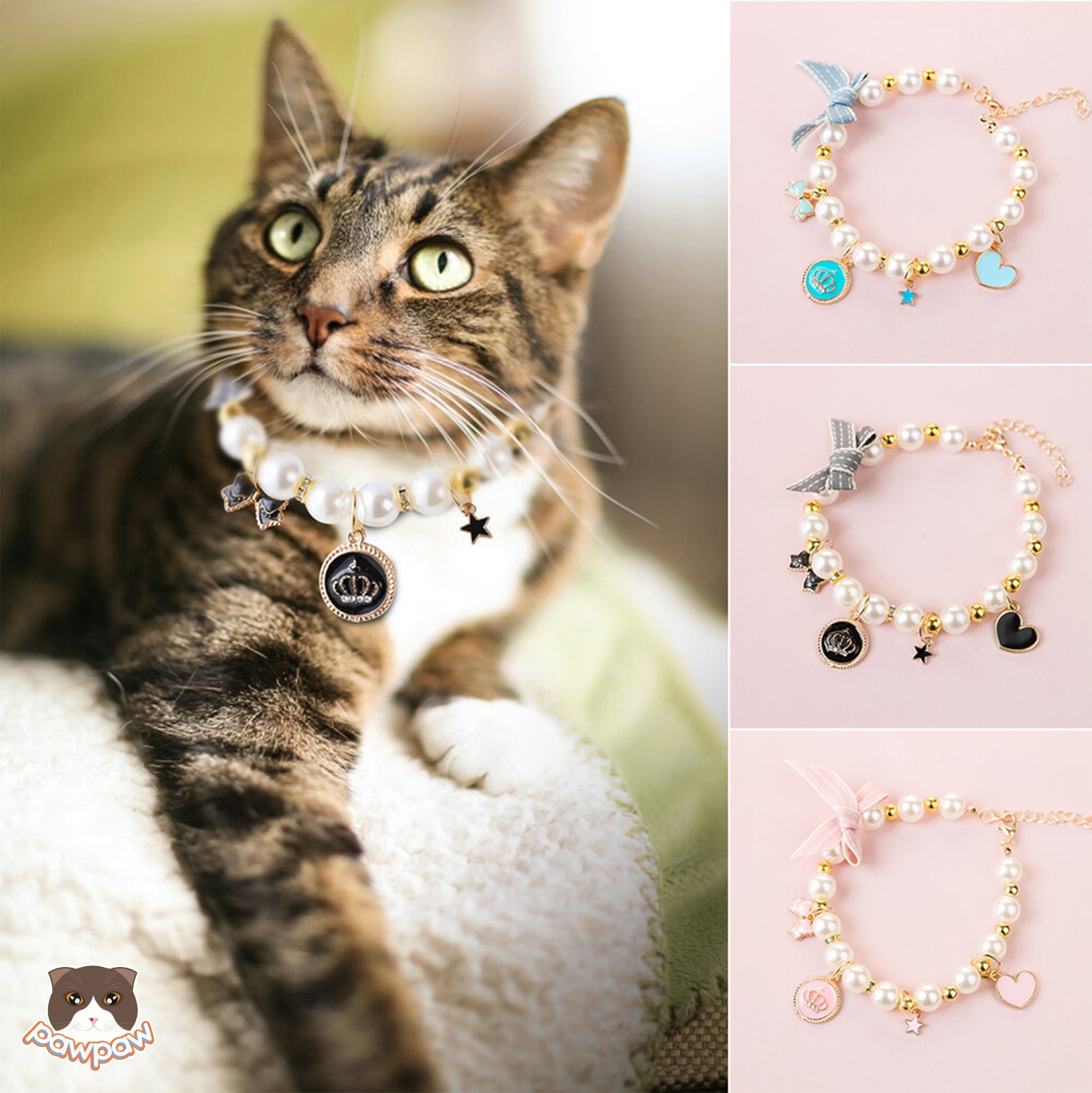 Vòng cổ da họa tiết cho chó mèo – PawPaw Petshop
