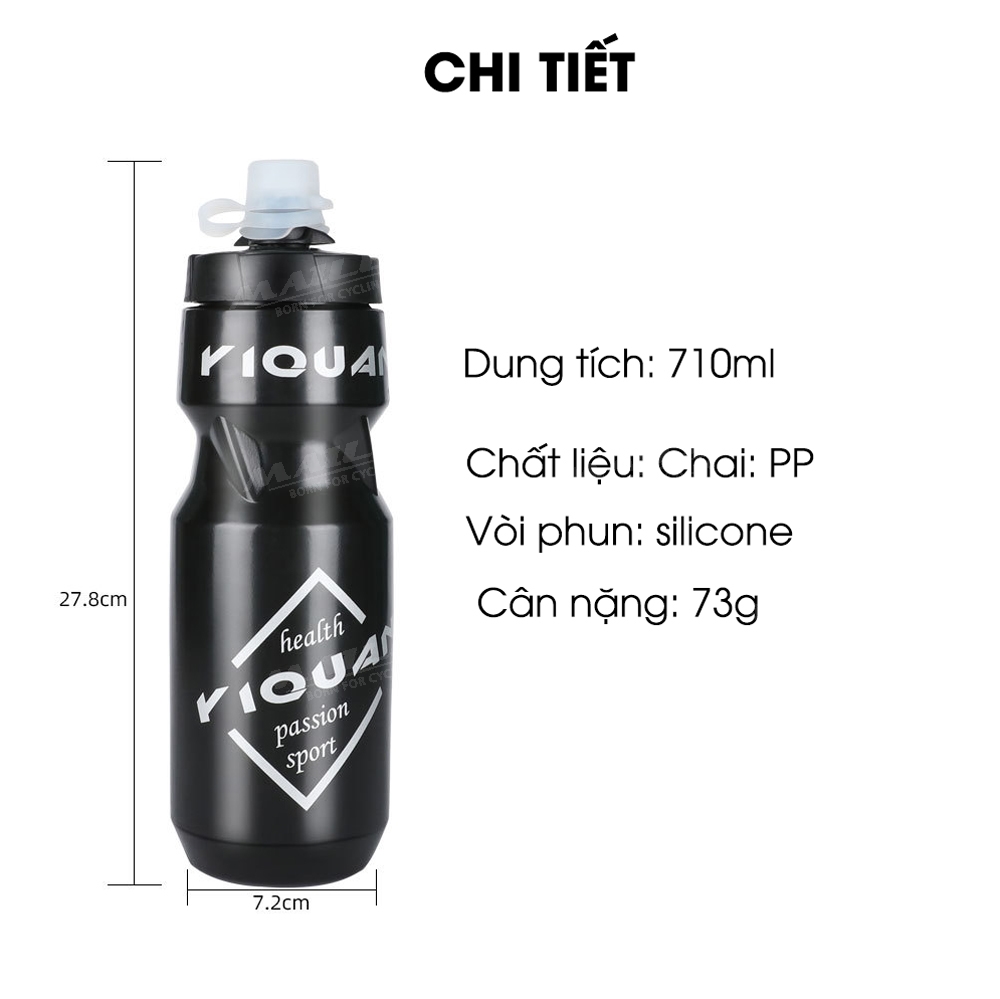 Bình nước xe đạp siêu nhẹ YQ-710 dung tích 710ml, chất liệu nhựa PP – Mai lee