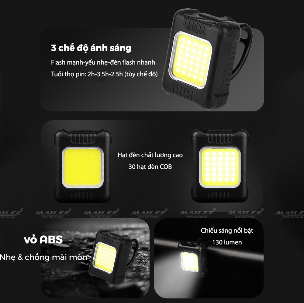 Đèn LED mini trước sau cho xe đạp BG-3133 sạc USB type-C – Mai lee