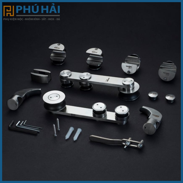 BỘ BÁNH XE KẸP KÍNH VICKINI 62001.001 – Phân Phối Vật Tư Phụ Kiện Phú Hải