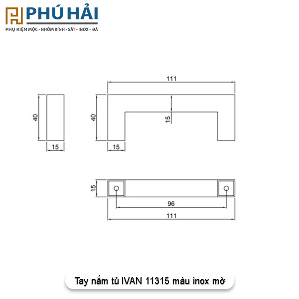 Tay nắm tủ IVAN 11315.096 màu inox mờ – Phân Phối Vật Tư Phụ Kiện Phú Hải