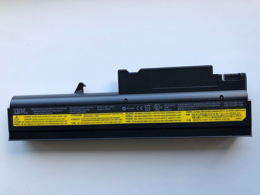 IBM Thinkpad T40/R50 Series 6 Cell Li-Ion Battery ( T43/ R52) - 92P110 ...