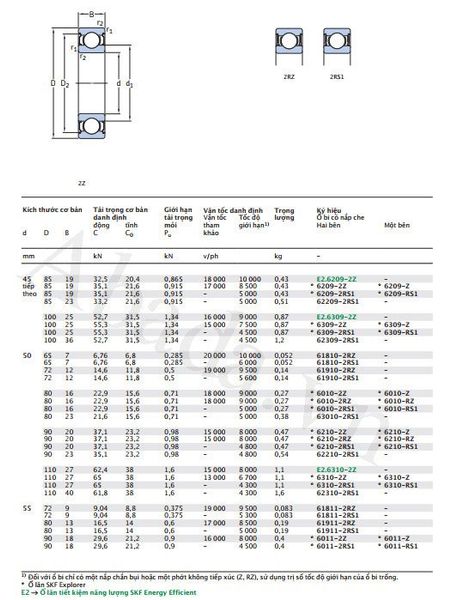 Vòng bi 6210-Z/C3 SKF Abada