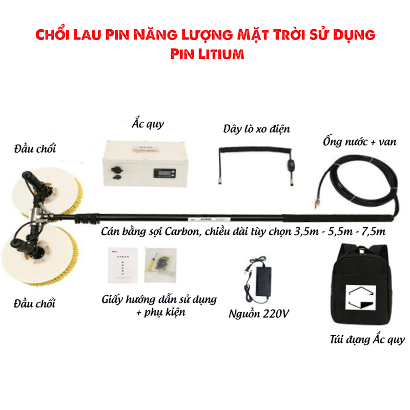 Chổi Lau Pin Năng Lượng Mặt Trời Sử Dụng Pin Litium + Điện 220V ...
