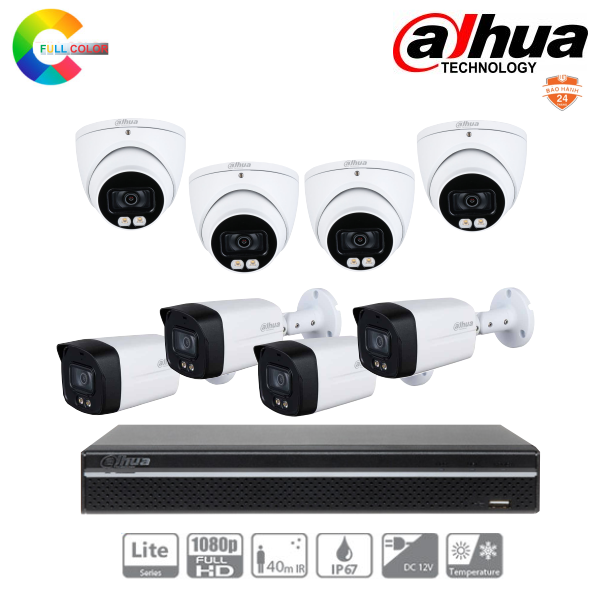 Trọn Bộ 8 Camera Dahua Full Color 2MP [Màu Ban Đêm] - Full HD 1080P ...