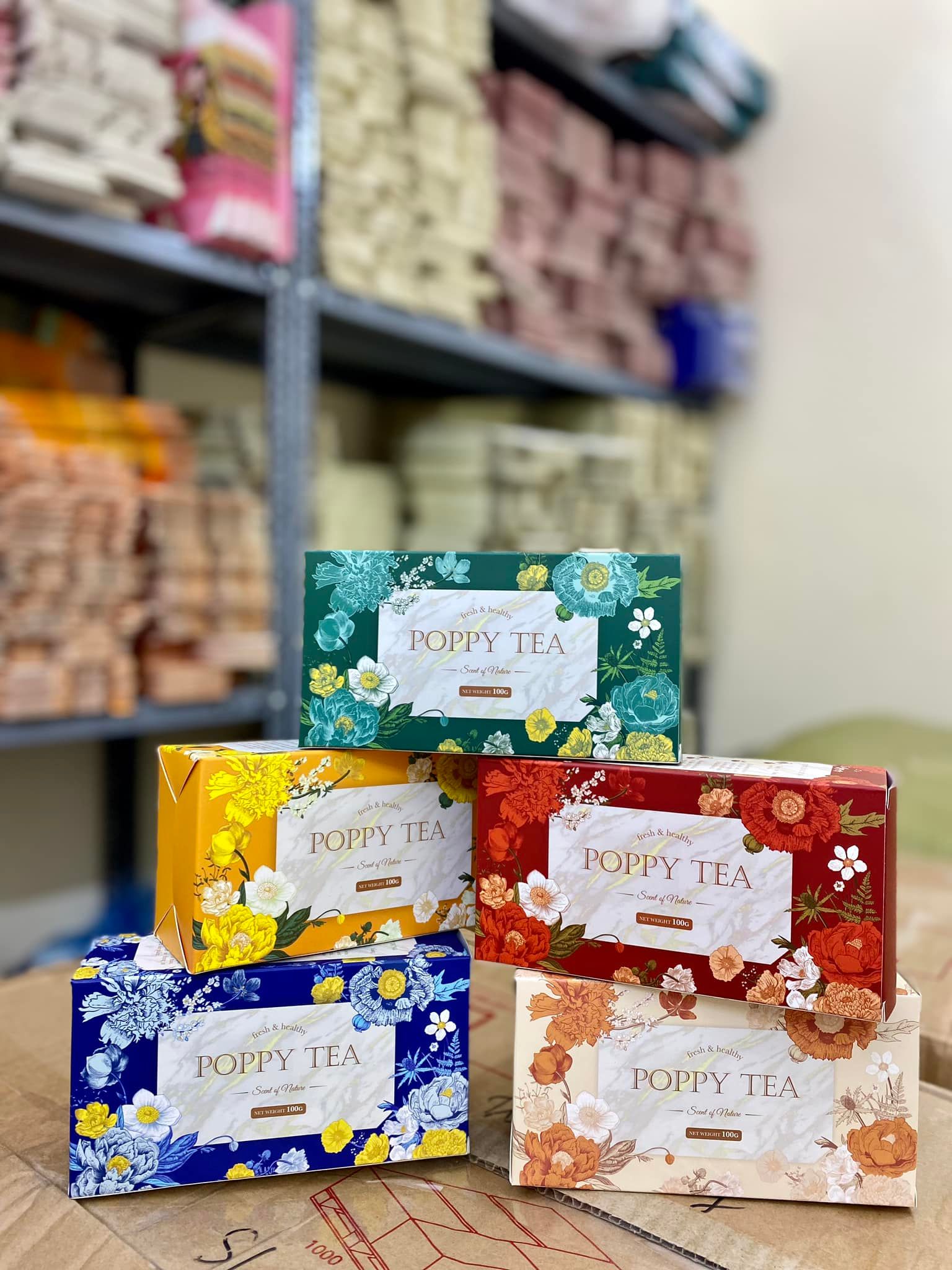 VỎ HỘP ĐỰNG TRÀ/CHÈ POPPY TEA MẪU TẾT – BakeNabi