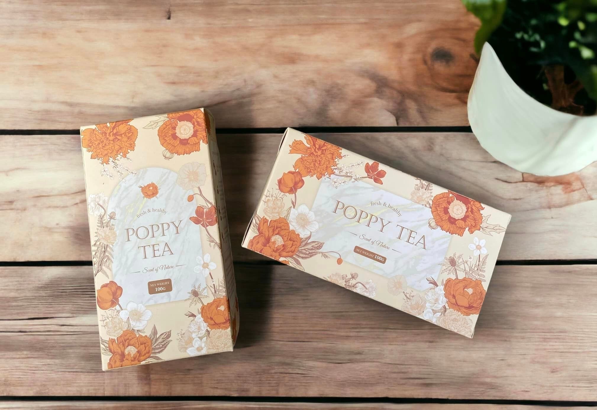 VỎ HỘP ĐỰNG TRÀ/CHÈ POPPY TEA MẪU TẾT – BakeNabi