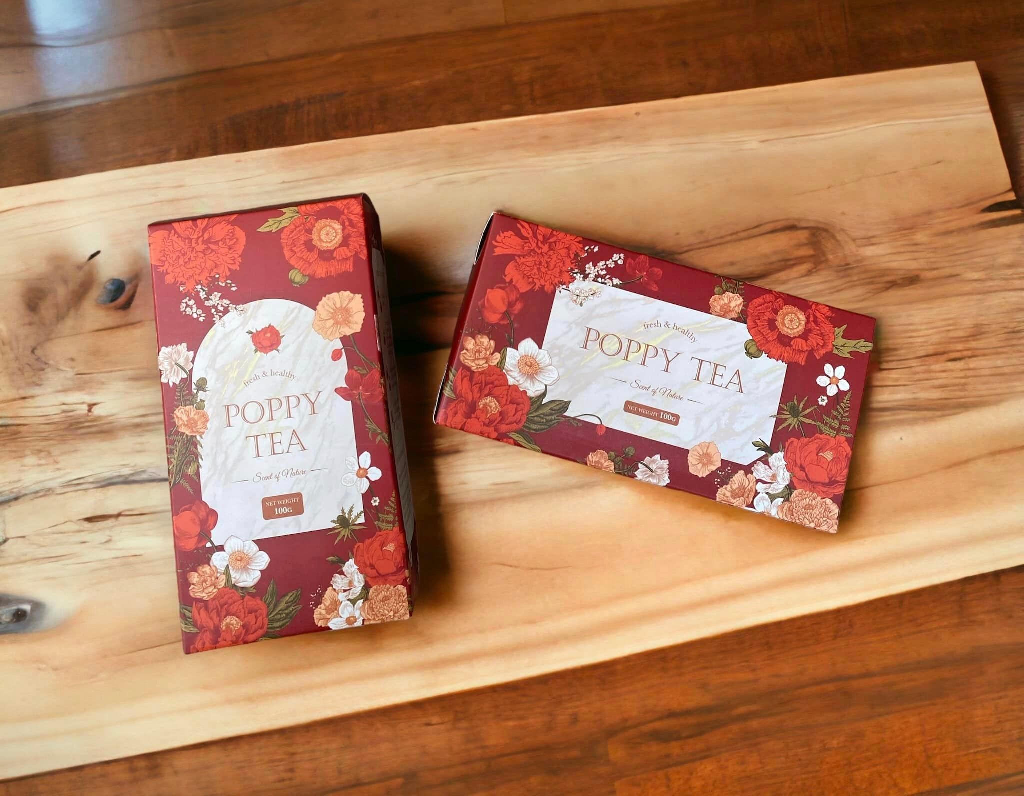 VỎ HỘP ĐỰNG TRÀ/CHÈ POPPY TEA MẪU TẾT – BakeNabi