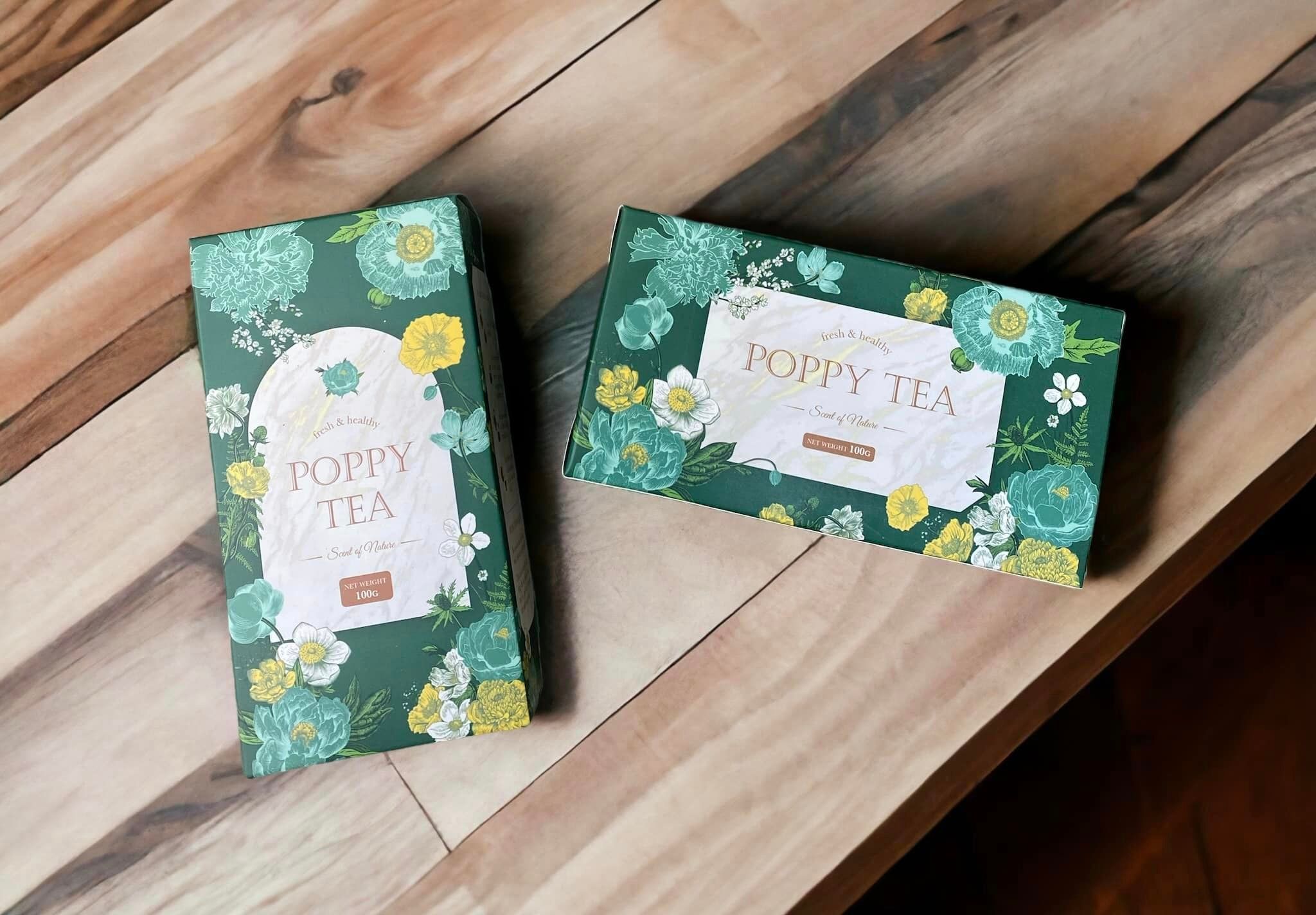 VỎ HỘP ĐỰNG TRÀ/CHÈ POPPY TEA MẪU TẾT – BakeNabi