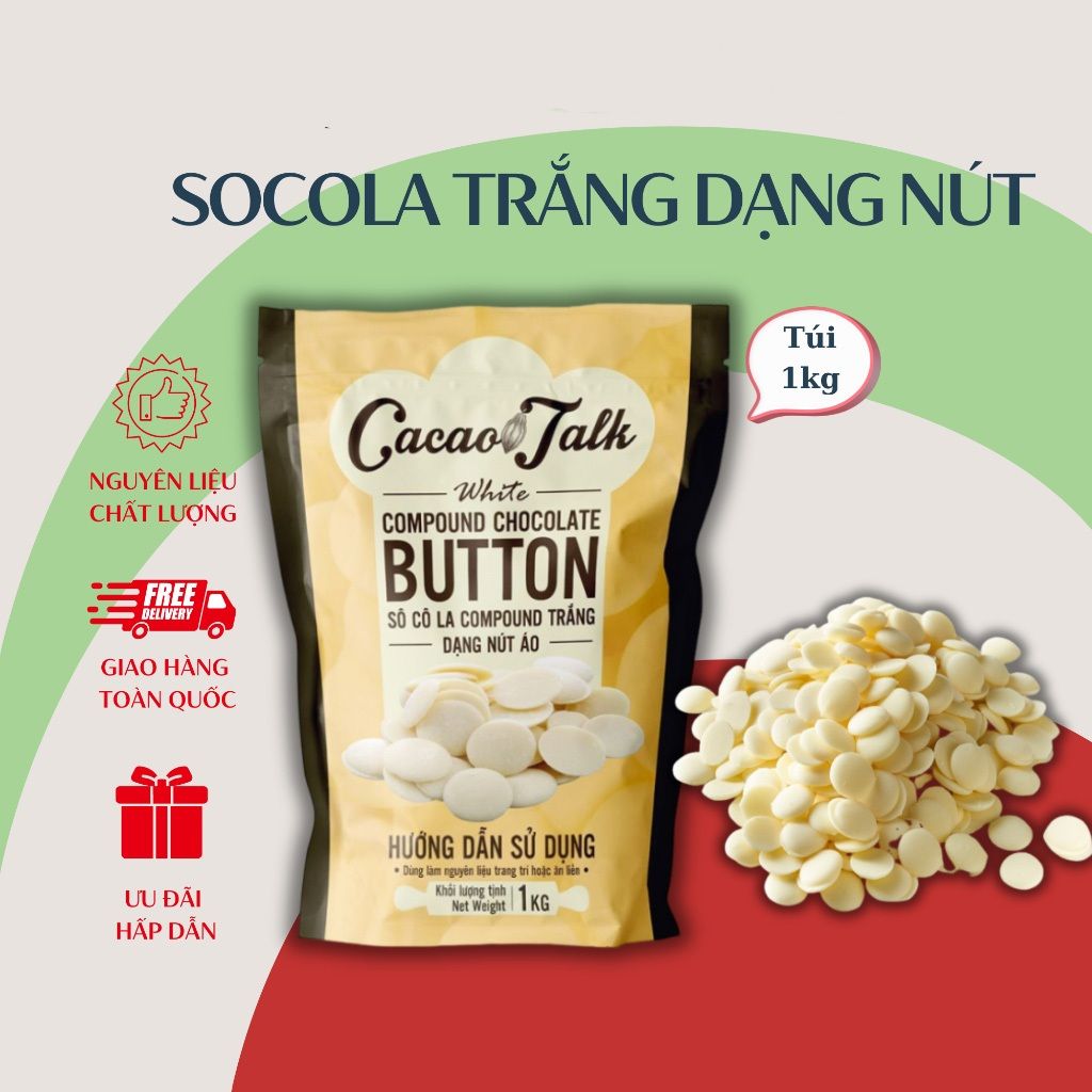 SOCOLA COMPOUND DẠNG NÚT ÁO CACAO TALK TRẮNG/ĐEN – BakeNabi