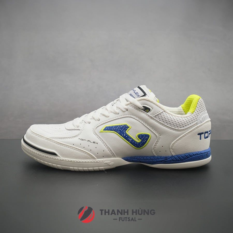 GIÀY ĐÁ BÓNG SÂN FUTSAL JOMA TOP FLEX IN 2342 - TRẮNG/XANH – Thanh Hùng Futsal