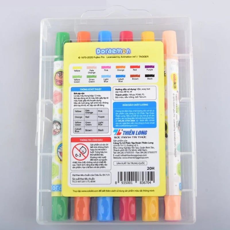 Bút Sáp Vặn Colorkit 12 Màu TCR-C007/DO – Sách Khánh Hòa