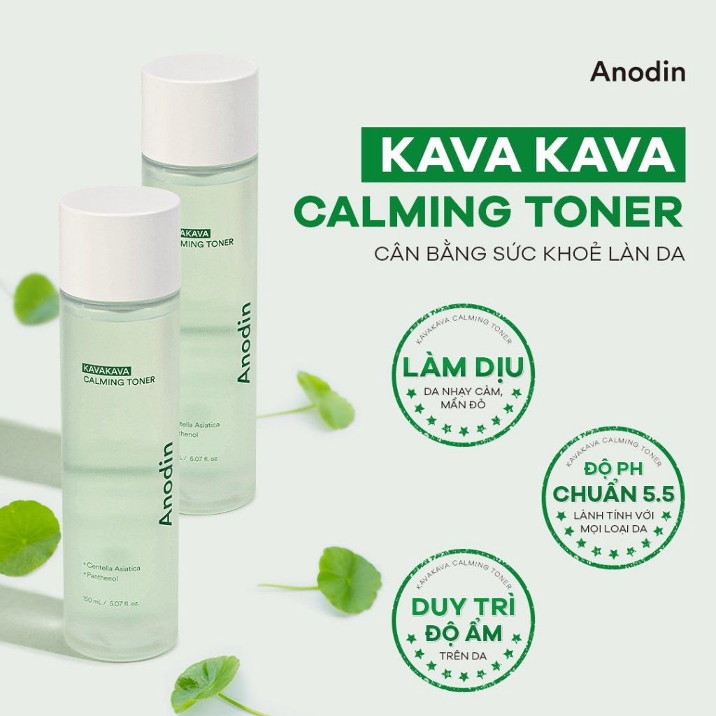Nước hoa hồng Anodin KavaKava Caliming Toner 150ml Thanh Chân Cosmetics cửa hàng mỹ phẩm chính hãng