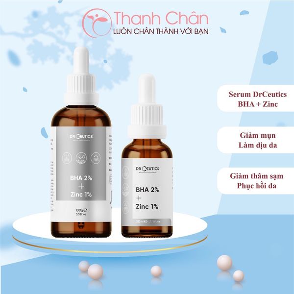 Tinh chất DrCeutics Giảm Mụn Và Phục Hồi Da Sau Mụn BHA 2% + ZinC 1% Thanh Chân Cosmetics cửa ...