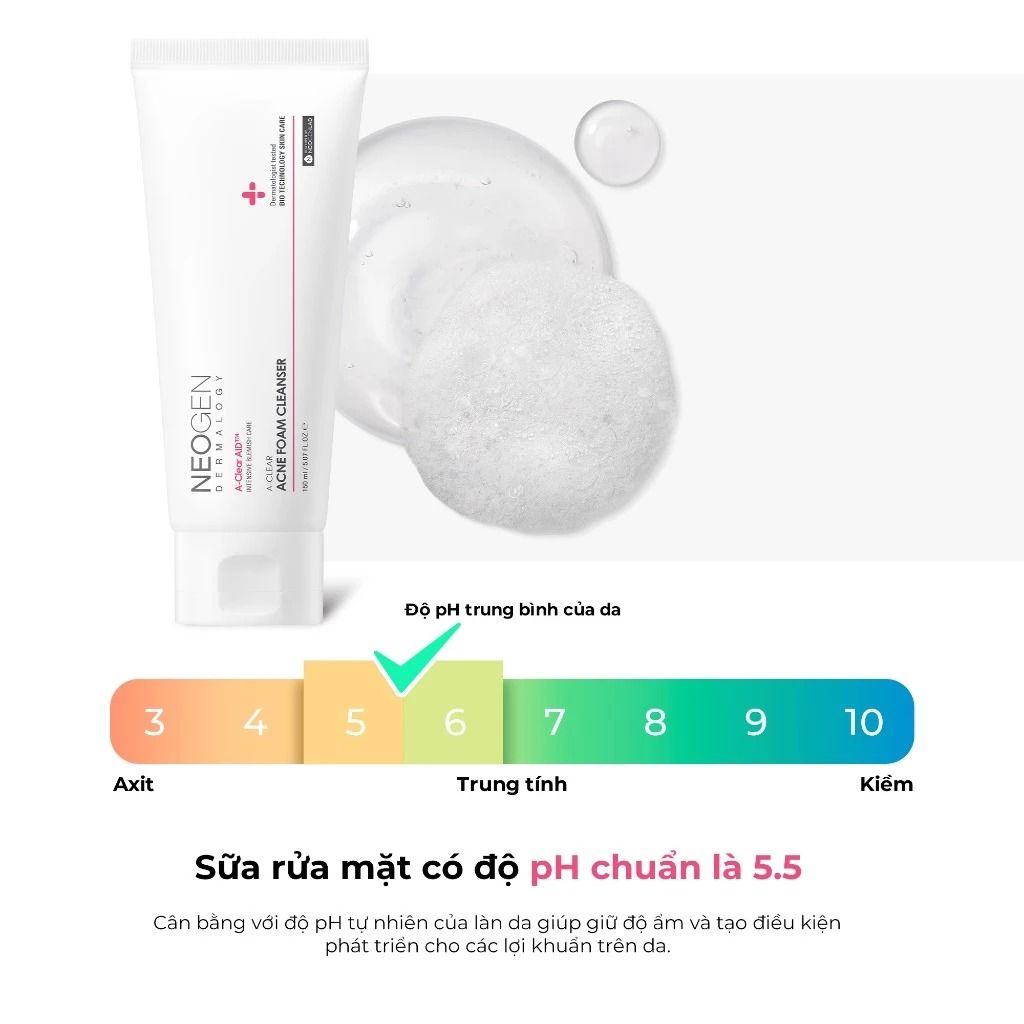 Sữa rửa mặt Neogen Dermalogy A-Clear Acne Foam Cleanser 150ml Thanh ...