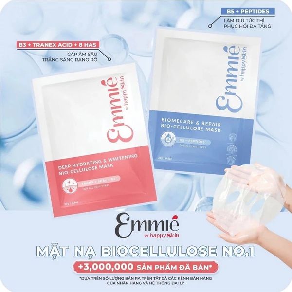Mặt nạ Emmie By Happy Skin Bio Cellulose Mask 23g/miếng Thanh Chân Cosmetics cửa hàng mỹ phẩm ...