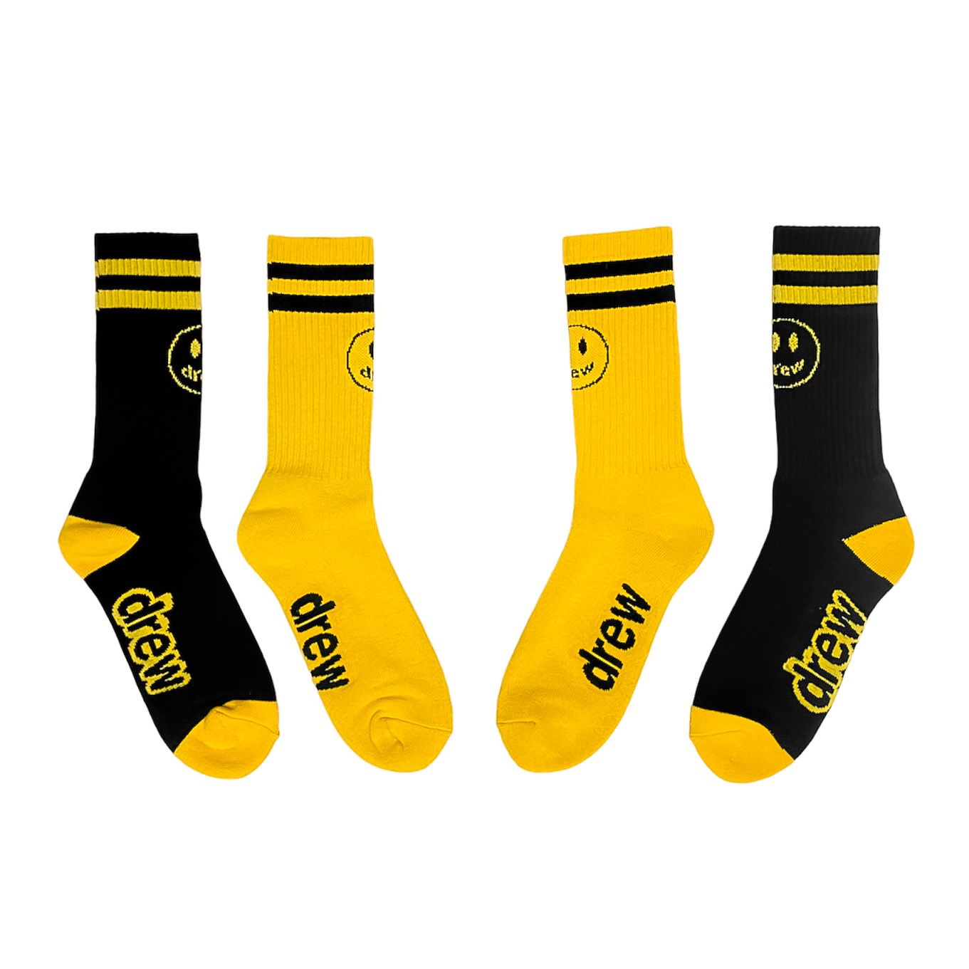Pack Socks Drew House Mascot Stripe (Black/Golden Yellow) – Heat Factory