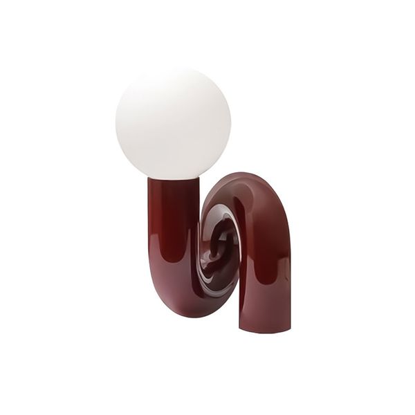 Red U Shape Resin Lamp With Milky White Glass Ball Shade – The One ...