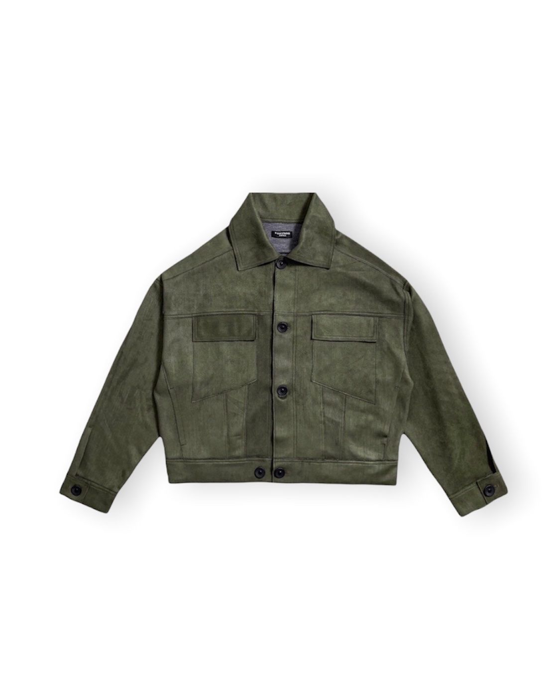 SUEDE TRUCKER JACKET - OLIVE GREEN – T-SIX STUDIO