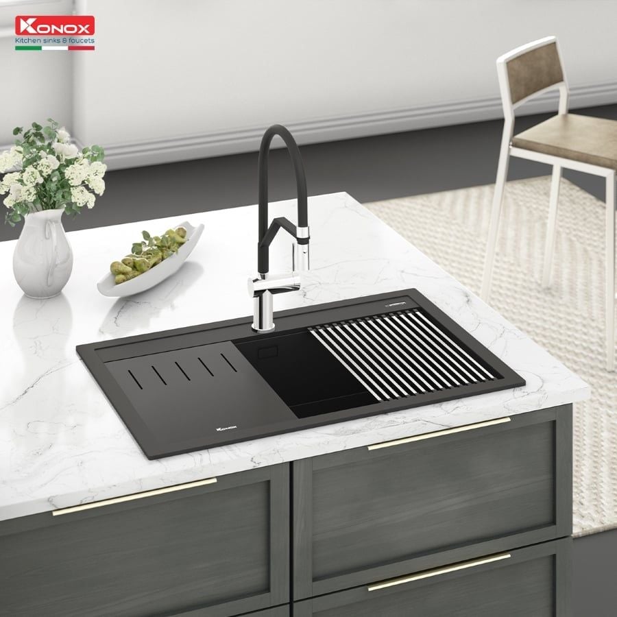 Chậu rửa bát đá Granite Sink Terra 860S Black - Công ty TNHH BẾP EU