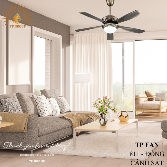 QUẠT TRẦN TP FAN 811 - VÀNG (CÁNH SẮT)– Thế giới đèn điện TP