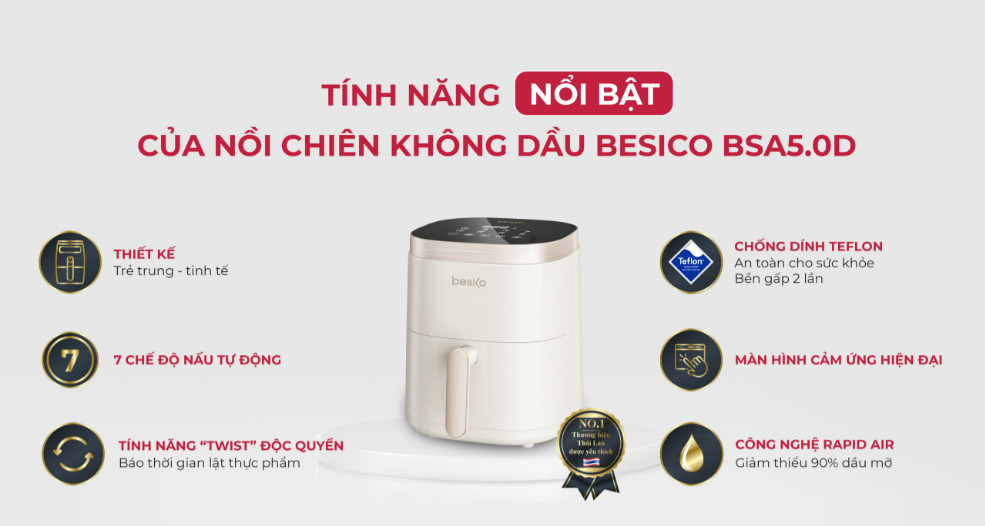 BSA5.0D Nồi chiên hơi nước Besico – Điện Máy Hào Kiệt