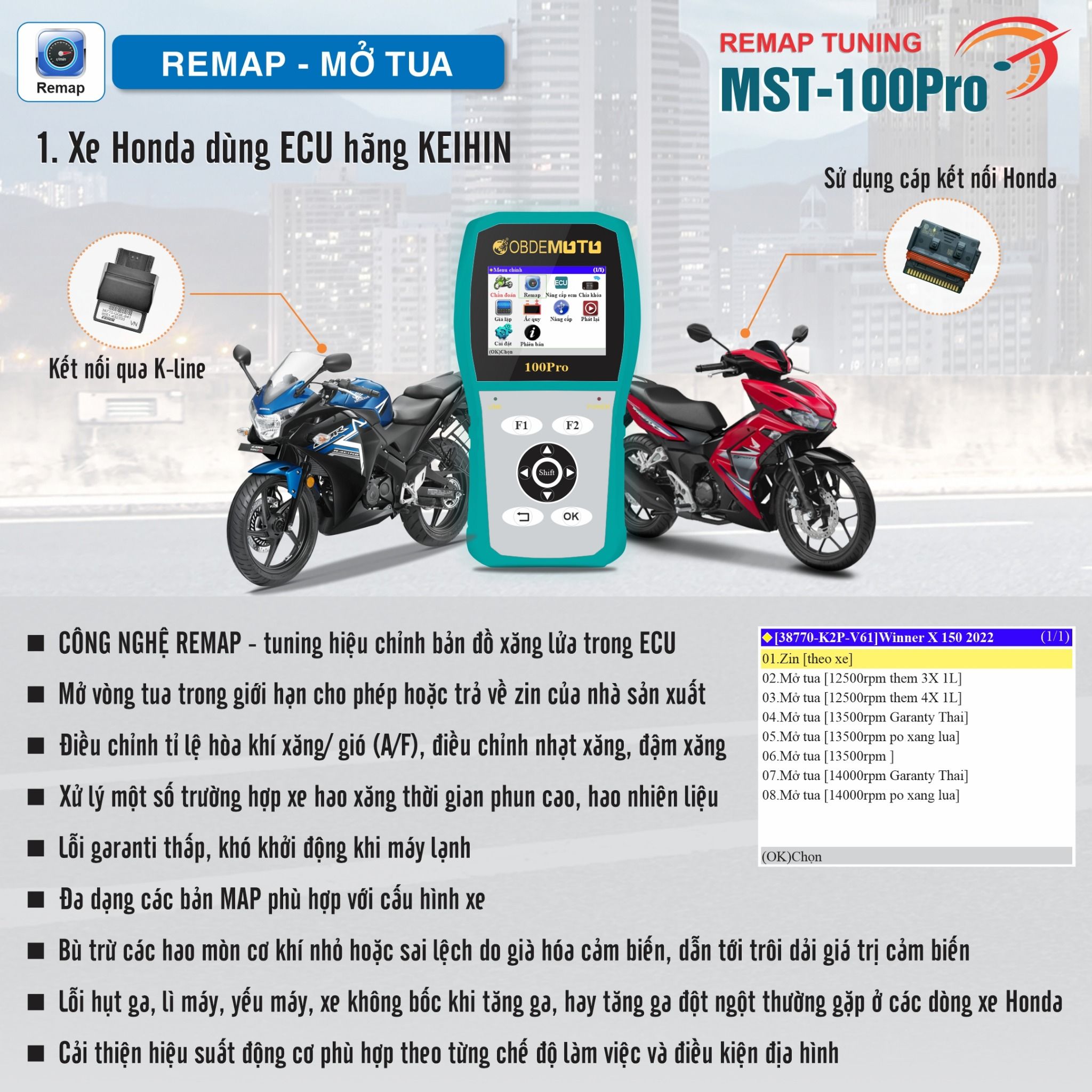 Máy đọc lỗi xe máy MST100 Pro Phiên bản V13.00 - 2024 - Minh Phong Auto
