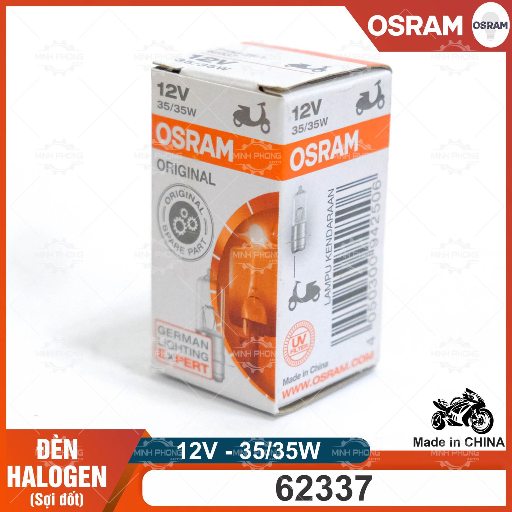 Đèn PHA HALOGEN xe máy OSRAM Mã 62337RV (35W/35W - 12V) (Hộp 10 Cái ...