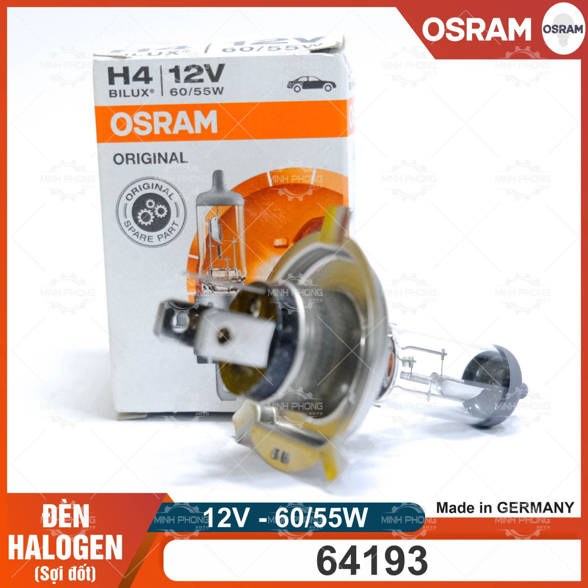 Đèn PHA HALOGEN xe máy OSRAM Mã 64193 (60W/55W - 12V) (Cái) - Minh ...