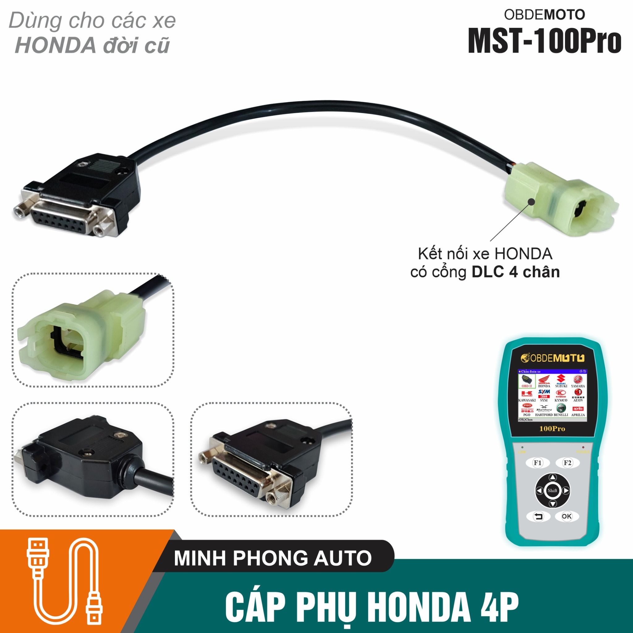 Cáp kết nối máy MST-100 PRO / Cáp chính / Cáp Honda - Minh Phong Auto