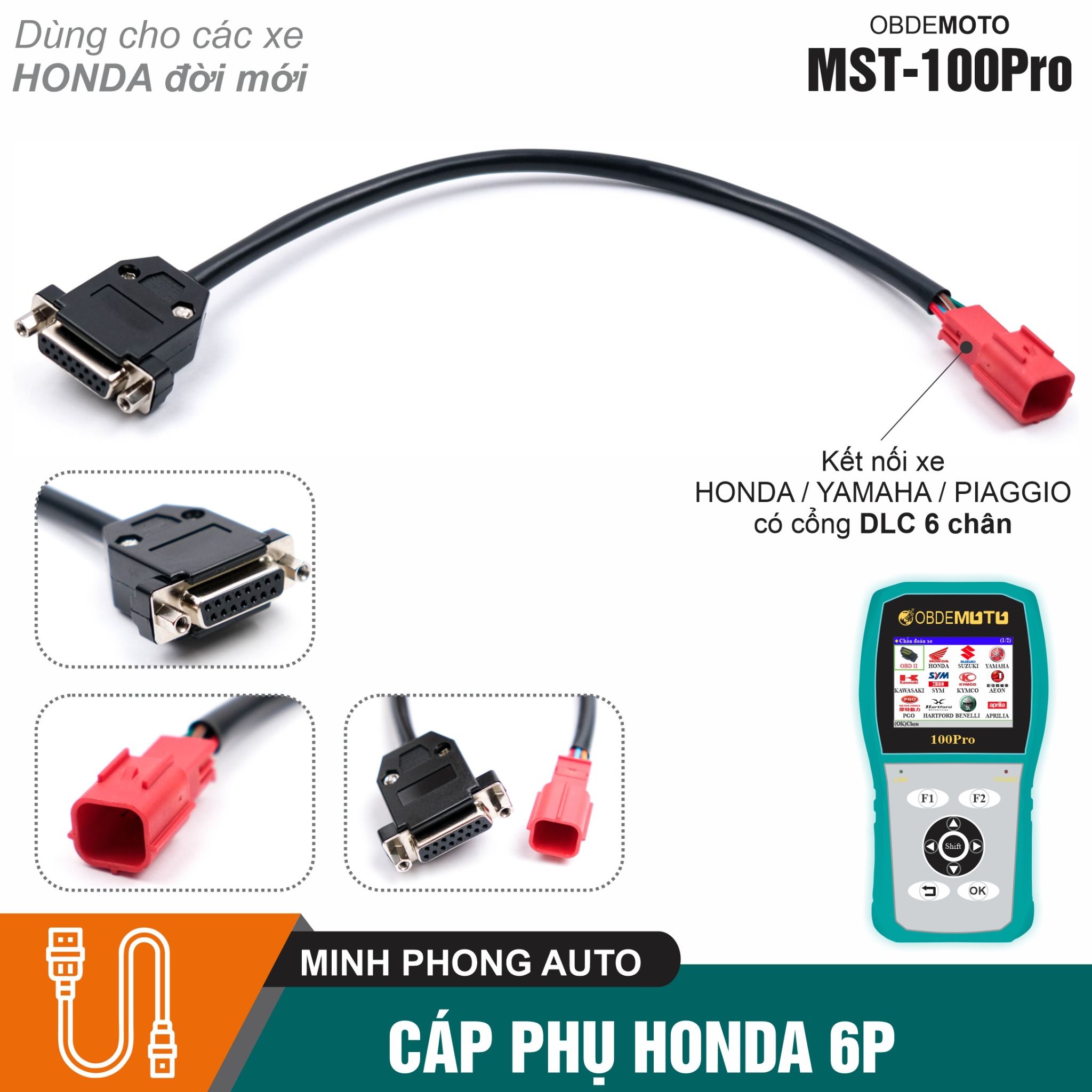 Cáp kết nối máy MST-100 PRO / Cáp chính / Cáp Honda - Minh Phong Auto