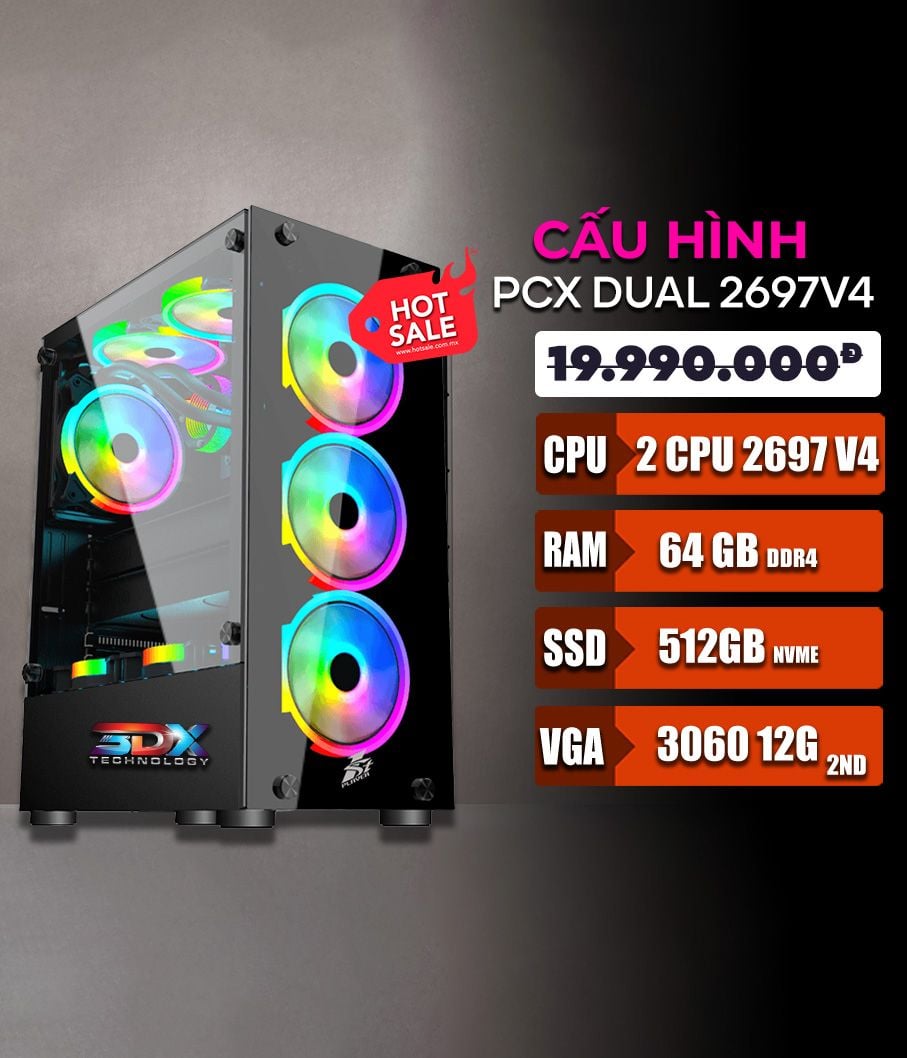 Bộ máy PCX Intel Xeon Dual 36 core - 2697v4 - 64GB - 512GB - NVIDIA Ge ...