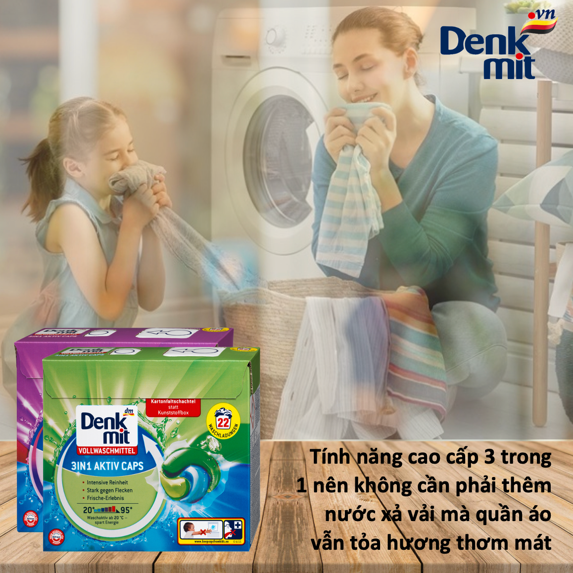 Viên giặt xả quần áo Denkmit 3.1 - Hộp 22 viên – Gia Dụng Châu Âu