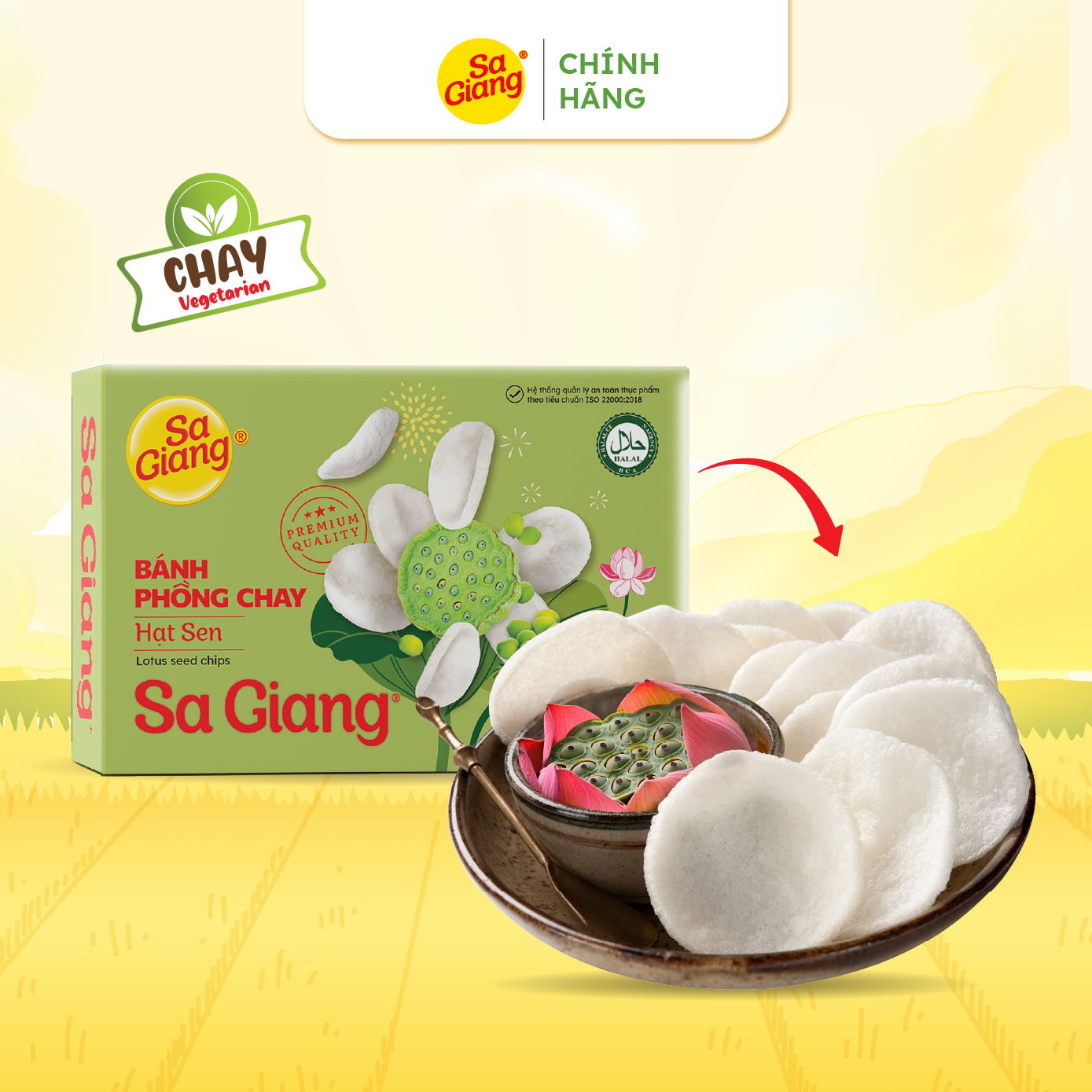 [SA GIANG] - Bánh Phồng Chay - Hạt sen 200g – Sa Giang