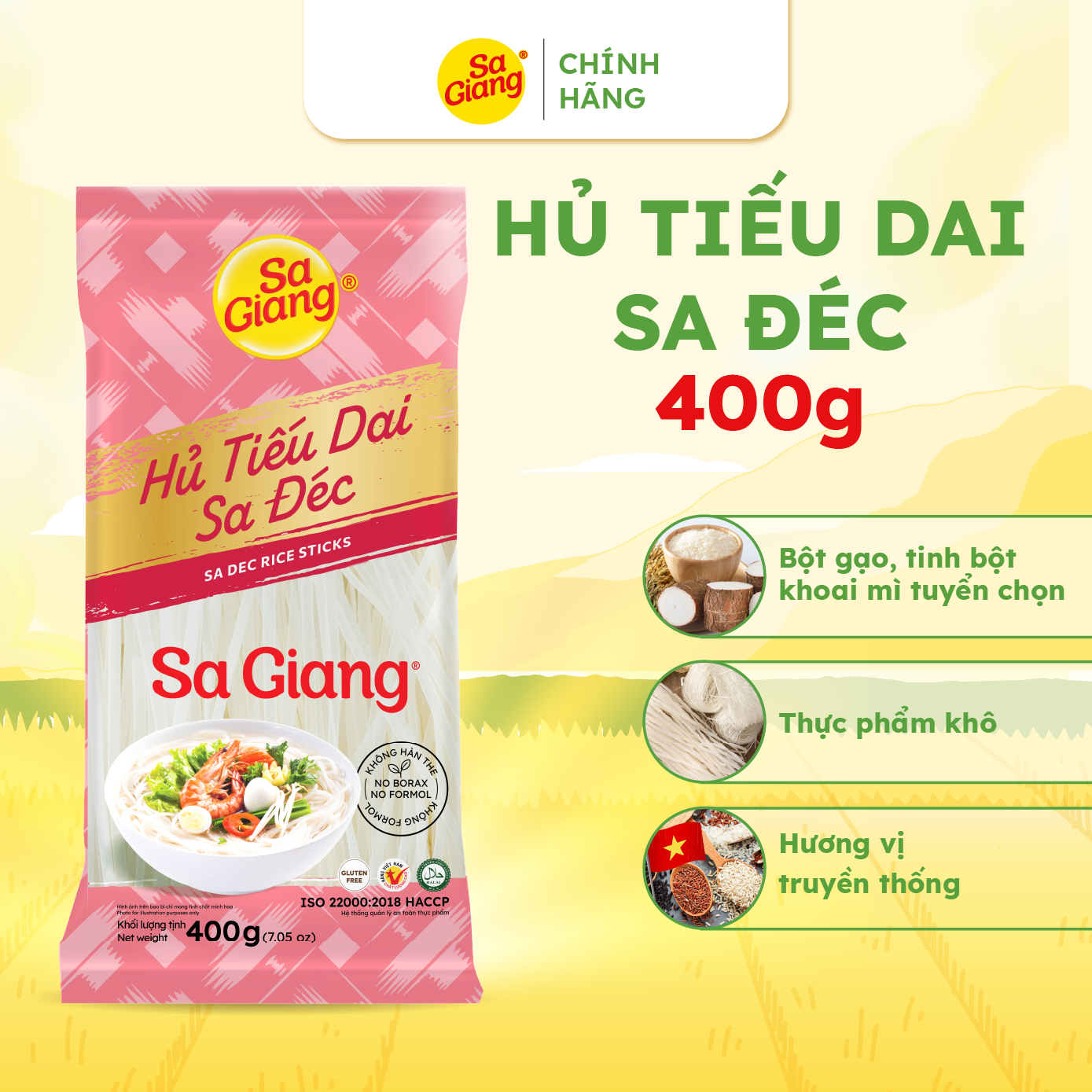 [SA GIANG] - Combo 5 gói hủ tiếu DAI Sa Đéc 400g – Sa Giang