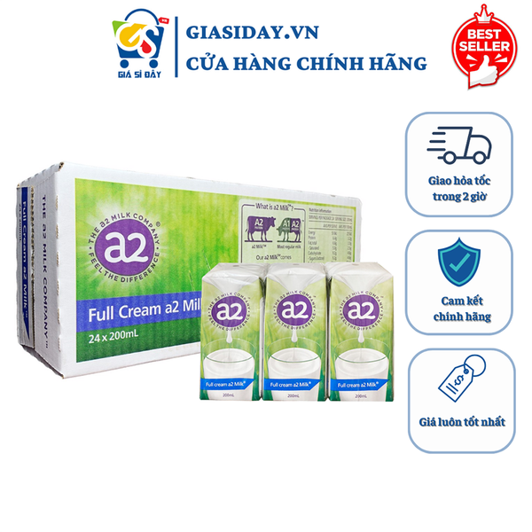 Sữa Tươi Nguyên Kem A2 Full Cream 200ml - Thùng 24 Hộp – Giá Sỉ Đây