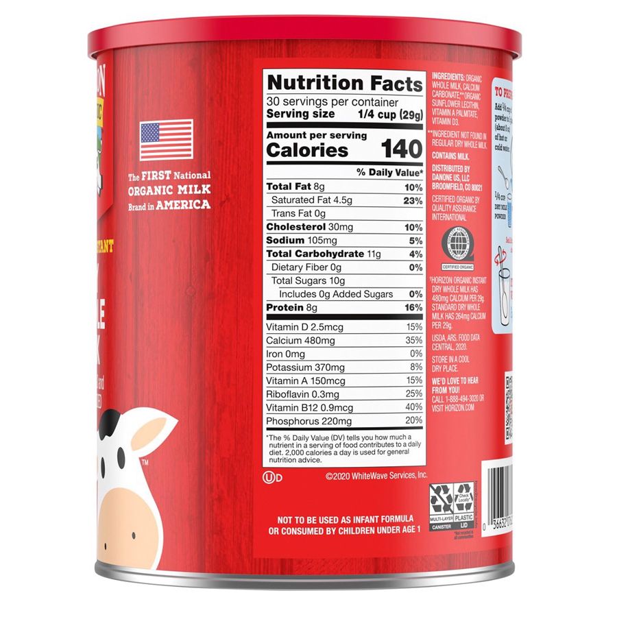 Sữa Tươi Dạng Bột Nguyên Kem Horizon Organic Whole Milk 870g – Giá Sỉ Đây