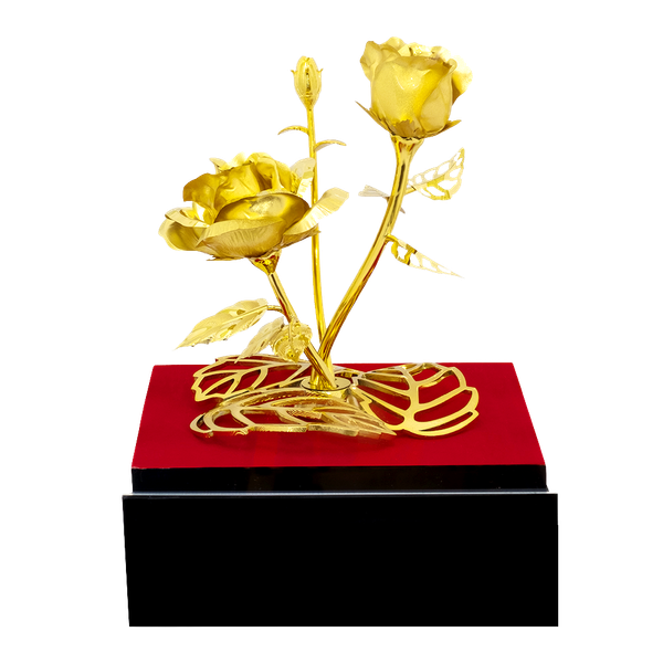 Hoa hồng bột vàng màu 24K khung mica kèm hộp – Sacombank-SBJ