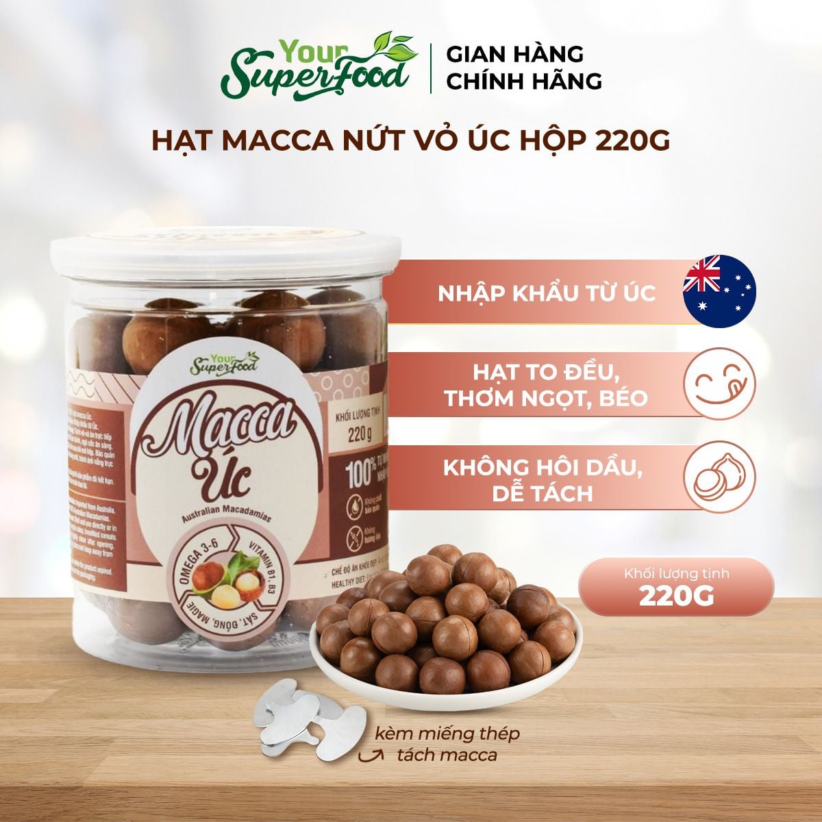 Macca Úc (Thượng hạng) (Nứt vỏ) (500g) – Your Superfood