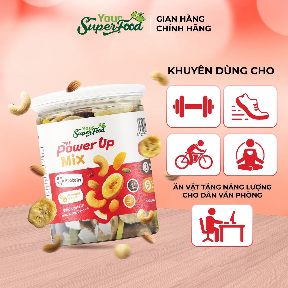 Hạt Dinh Dưỡng Your Superfood Power Up Mix Thể Thao Giàu Protein & Can