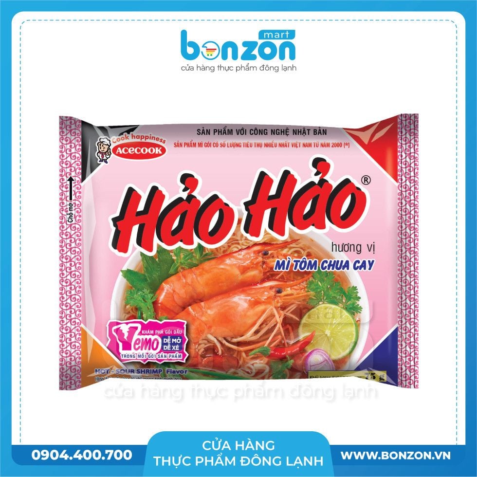 MÌ HẢO HẢO TÔM CHUA CAY (75G) – BONZON - Siêu Thị Thực Phẩm Tiện Lợi