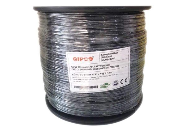 Cáp Mạng GIPCO Cat3 CU 4 Sợi (2cặp x2) Có Dây Thép Cường Lực (500M ...