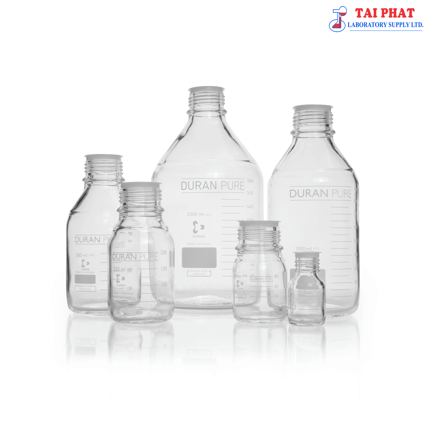 Chai trung tính, GL 45, DURAN PURE, 1000ml, có nắp che bụi