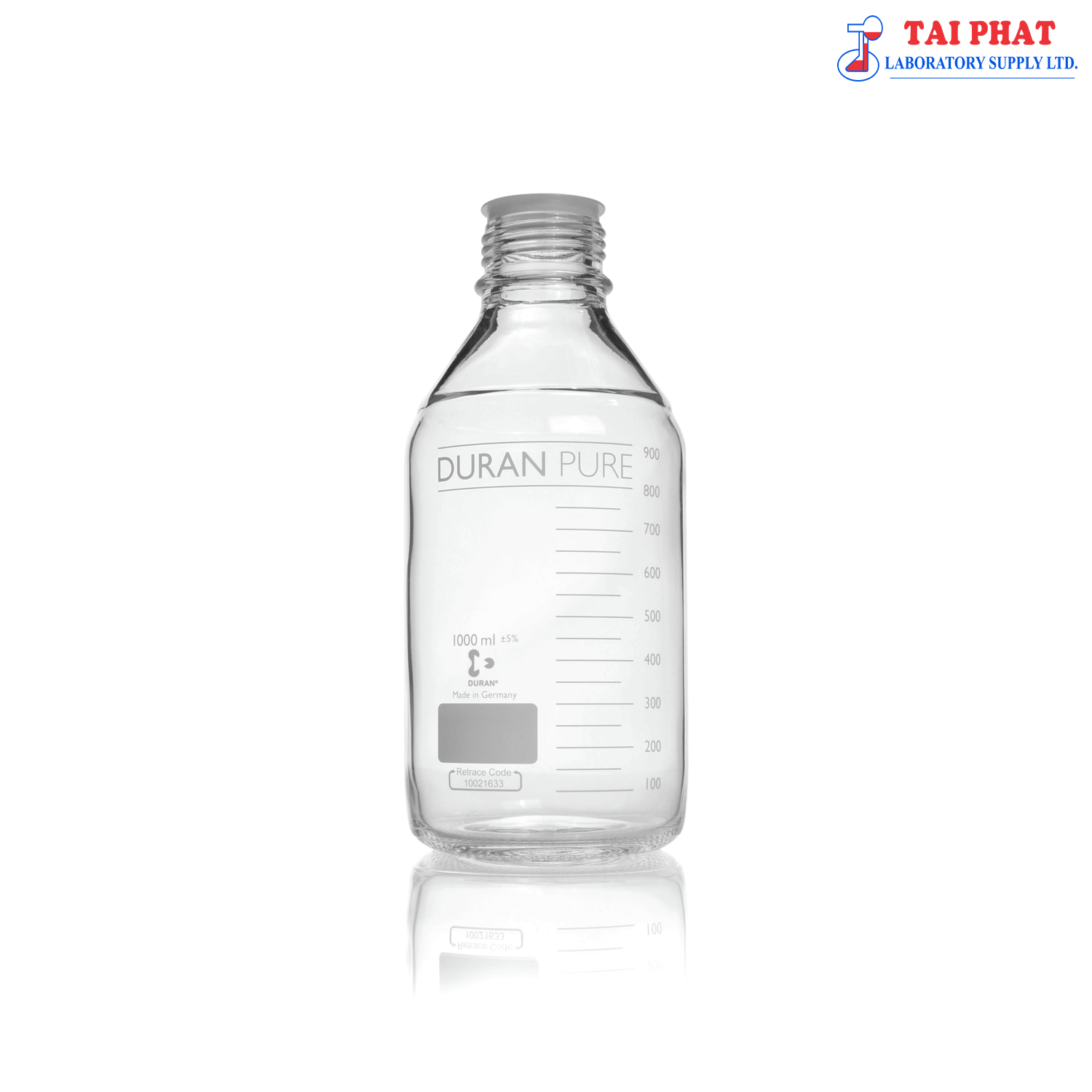 Chai trung tính, GL 45, DURAN PURE, 1000ml, có nắp che bụi