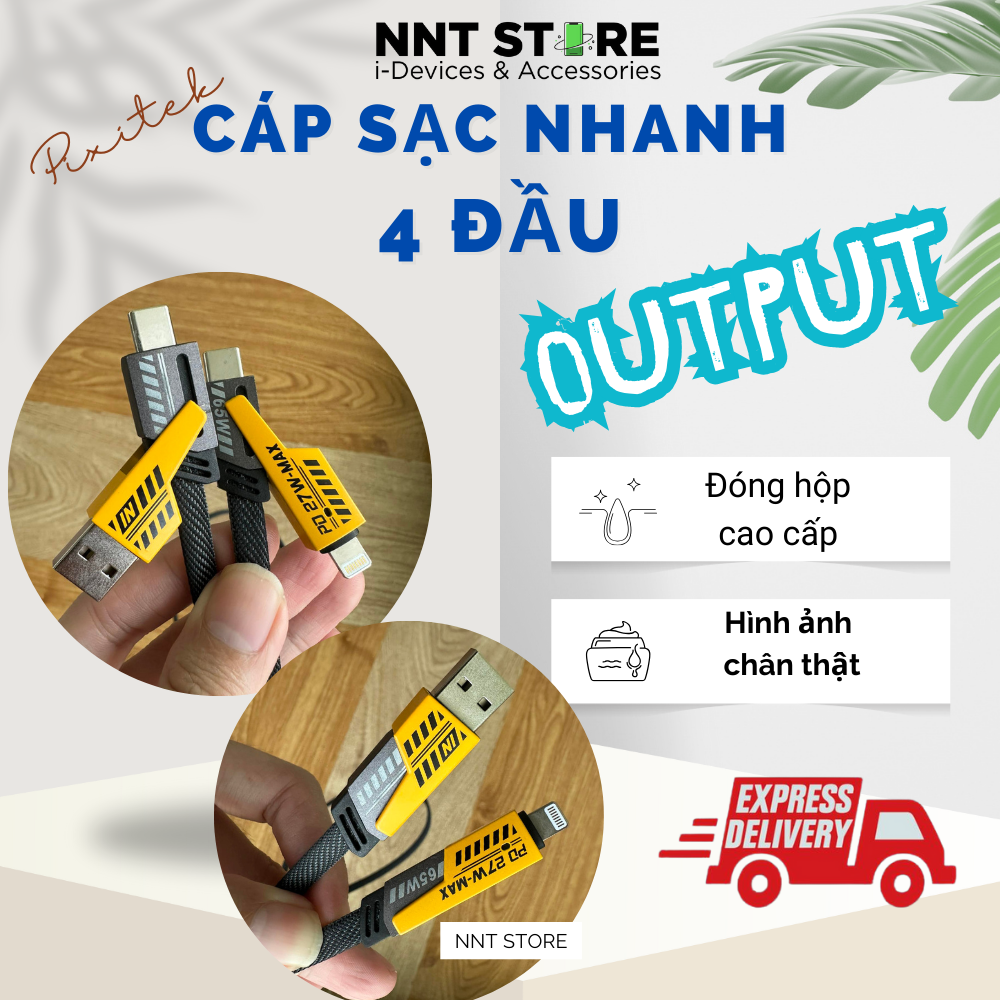 Cáp Sạc Nhanh Đa Năng 4 Đầu - C-L, C-C, USB-C, USB-L Tối Đa 65W | Cáp – NNT STORE
